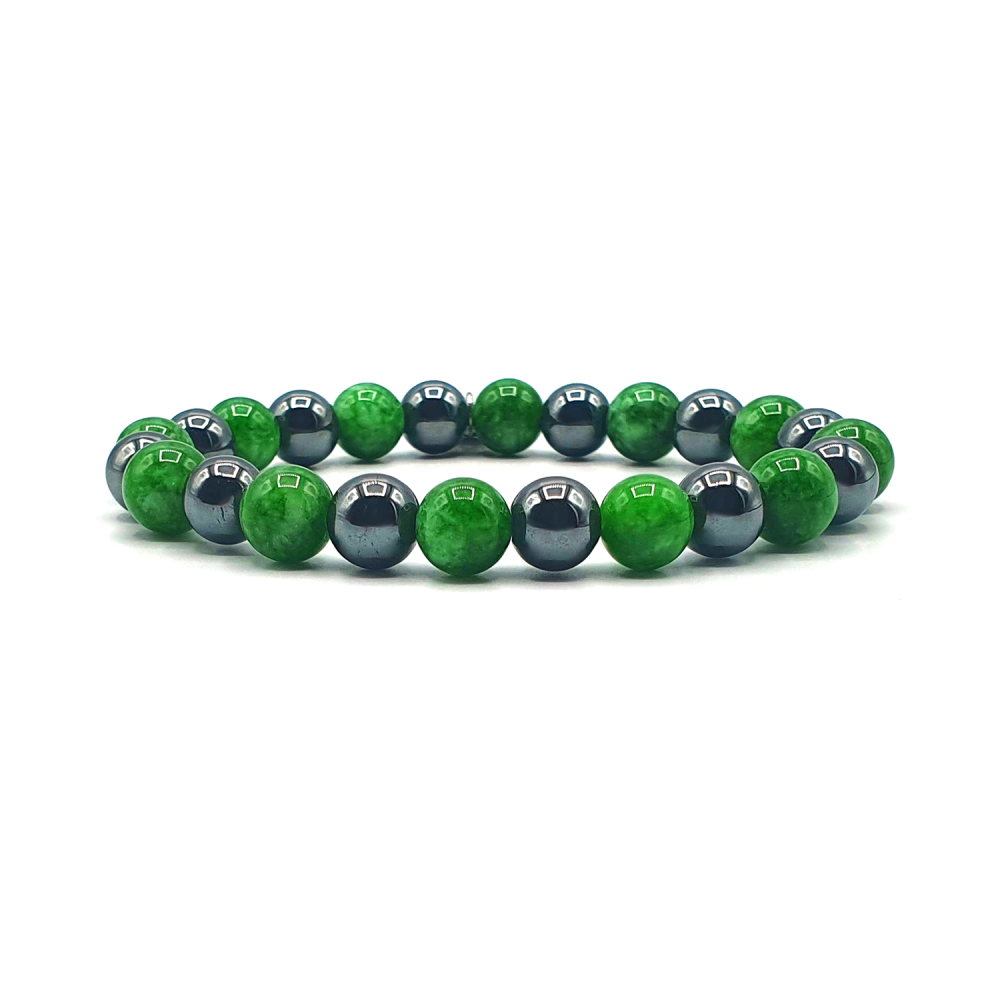 Armband Jade Hämatit №1 - Naturstein- und Holzarmbänder - KARDINAL WEIST
